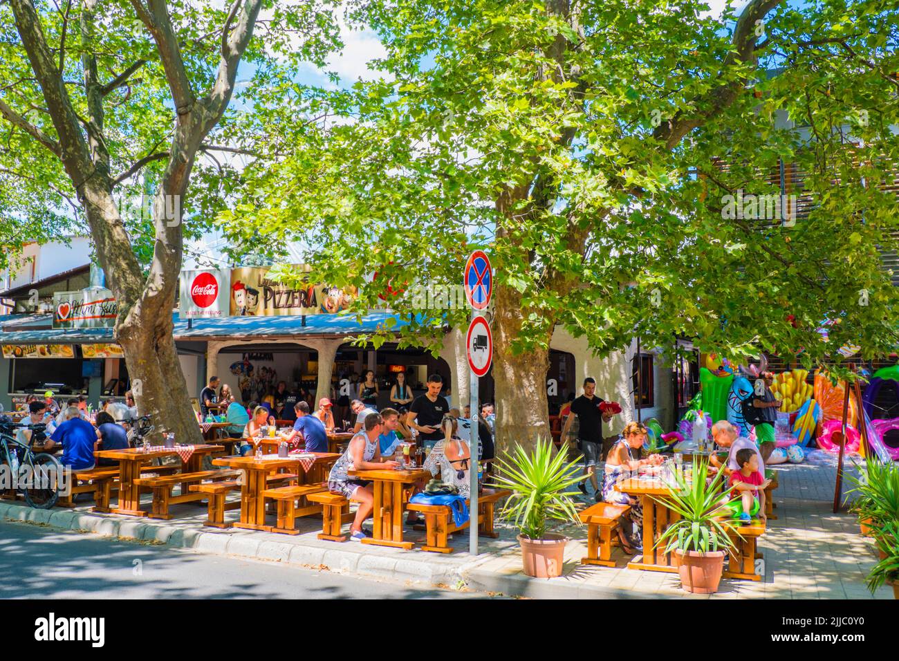 Restaurant terraces, Korzo, Petőfi sétány, main pedestrian street by ...