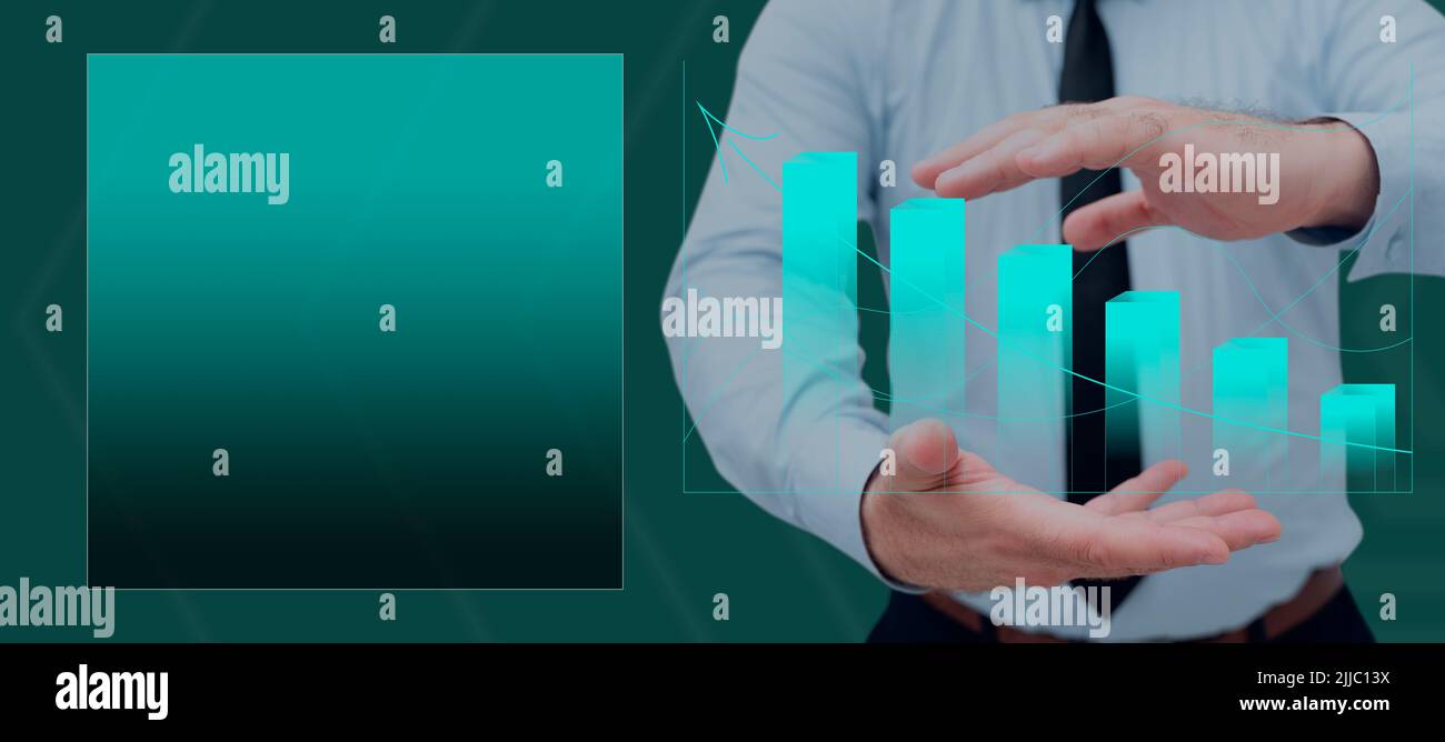 Businessman With Digitally Generated Bar Graph And Line Graph With ...