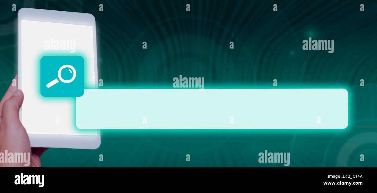 Businessman Holding A Tablet Beside A Search Bar With Important ...