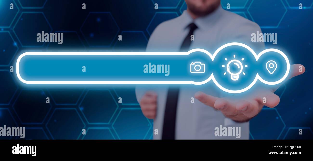 Businessman With A Hand Reaching Out A Digital Display Of Glowing ...