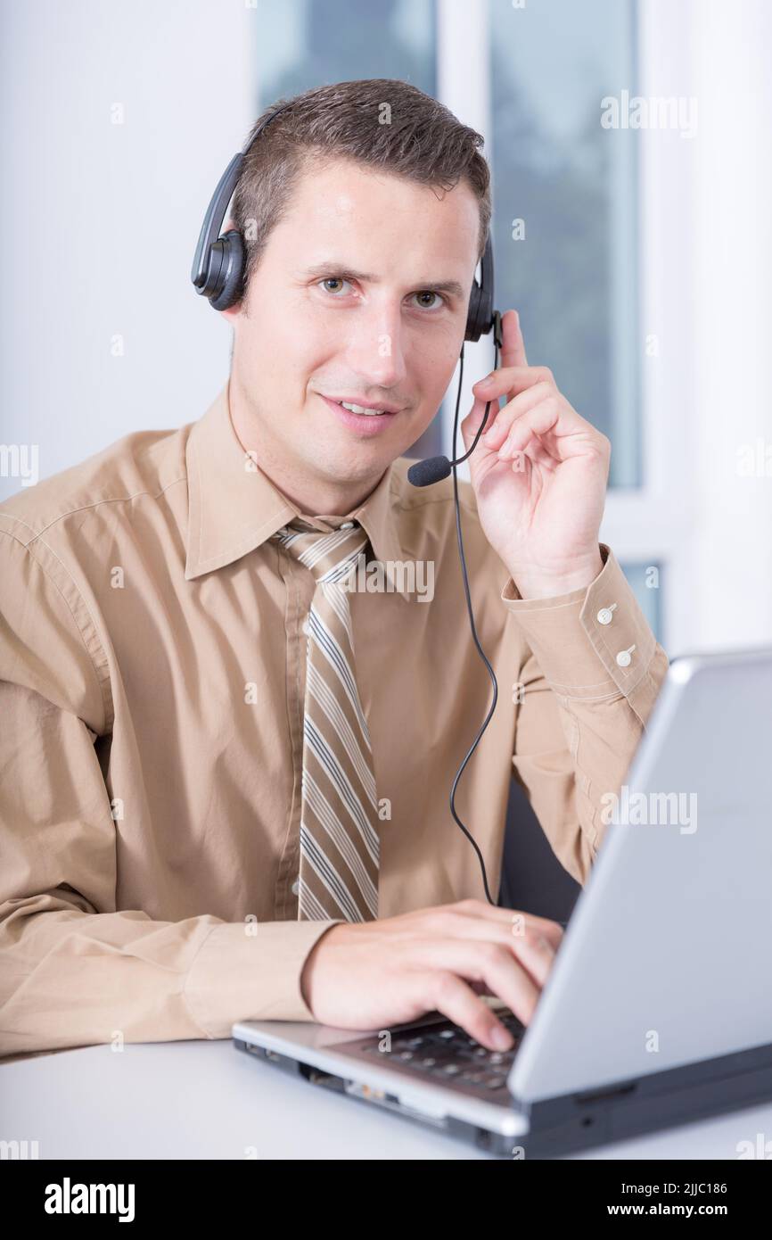 Working home computer with headset hi-res stock photography and images ...