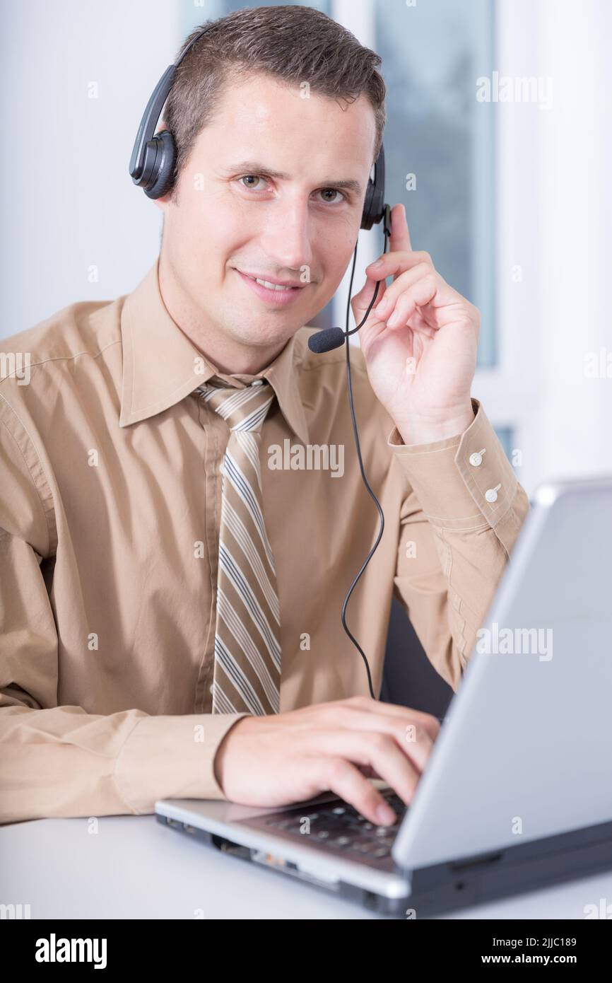 Working home computer with headset hi-res stock photography and images ...