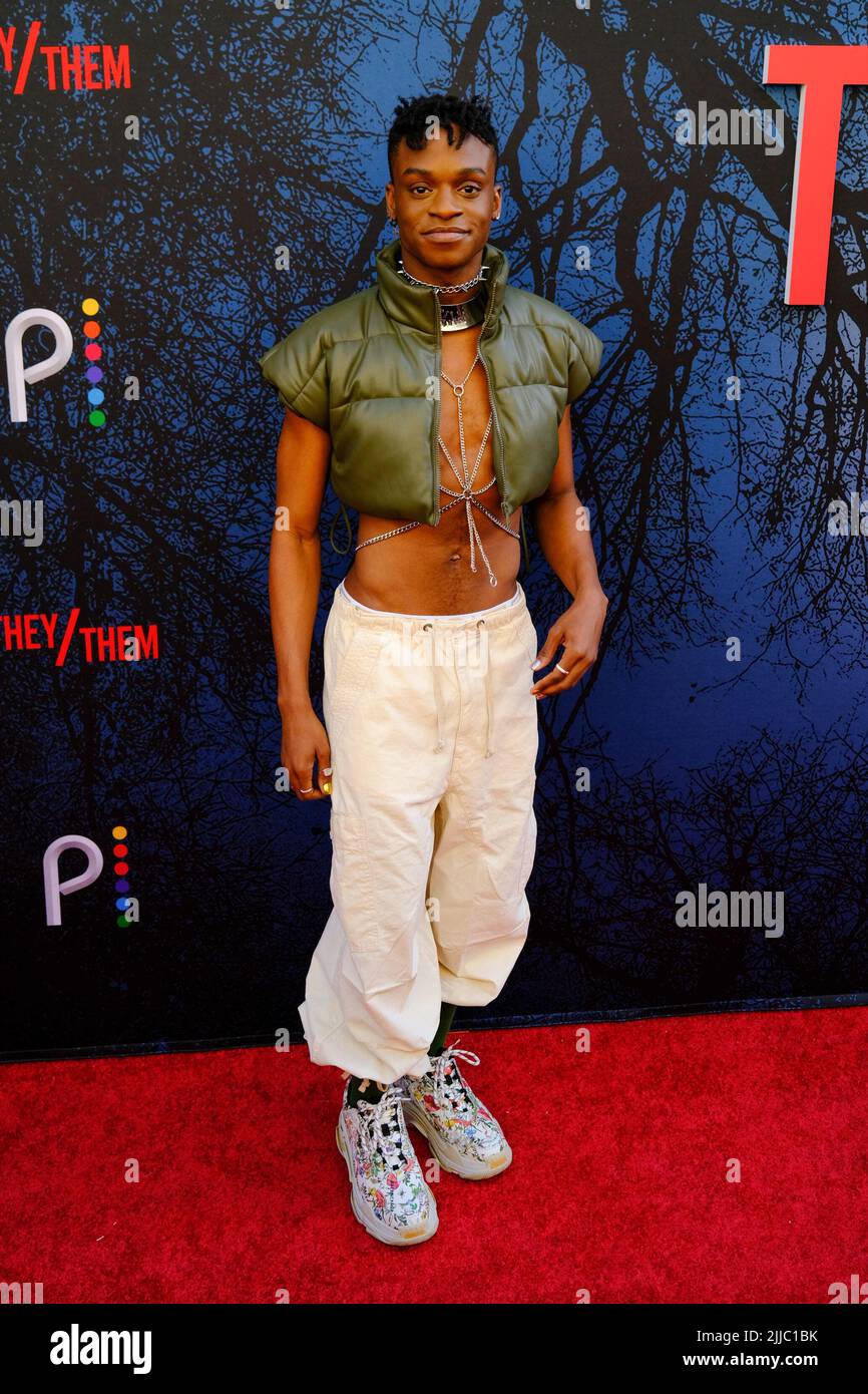 Austin Crute arrives at the premiere of 'They/Them' at 2022 Outfest ...