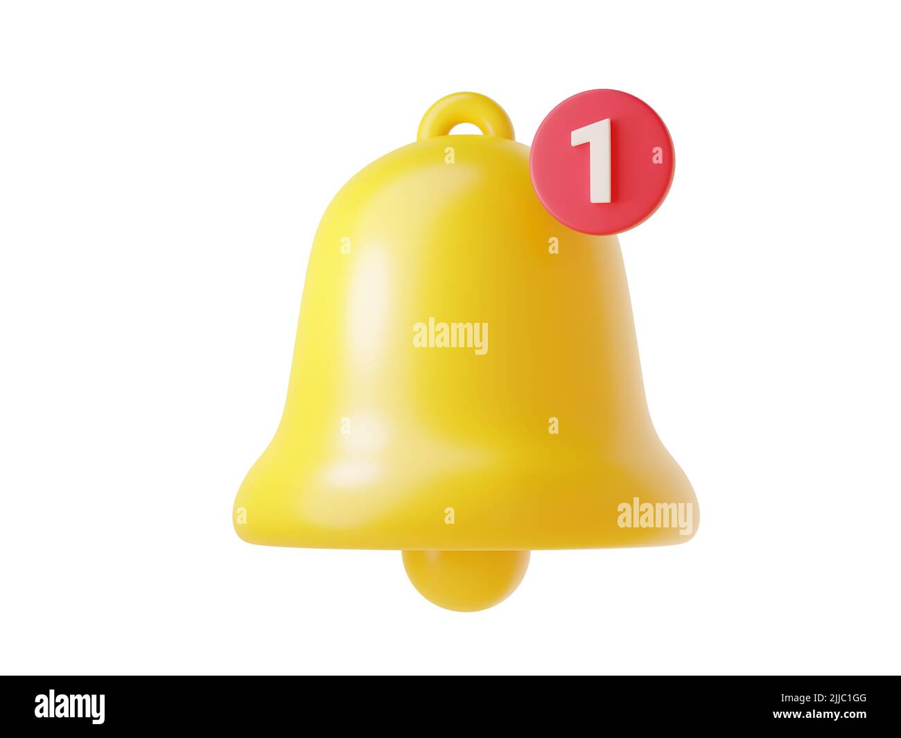 Notification bell icon 3d render - cute cartoon illustration of simple ...