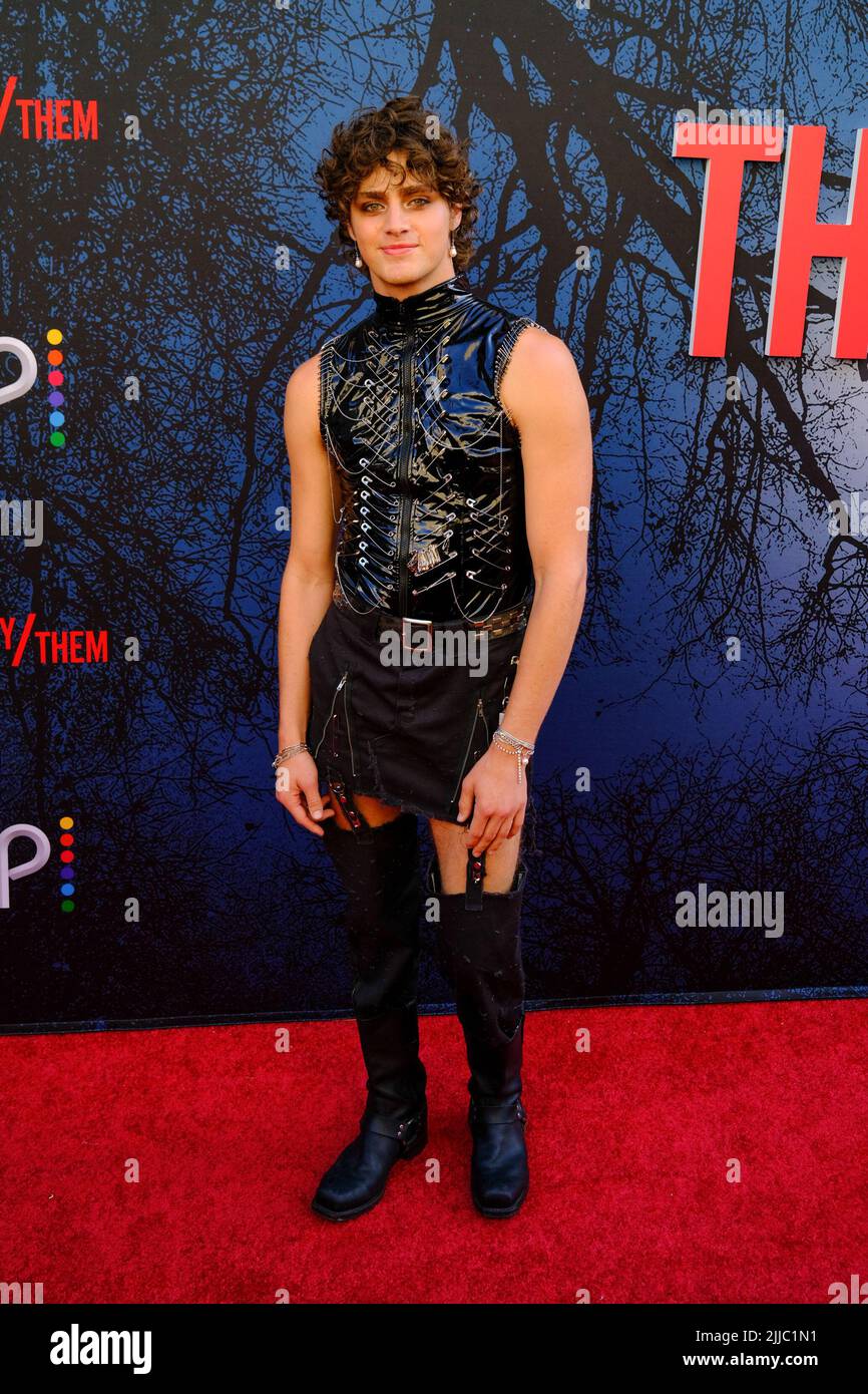 Fin Argus arrives at the premiere of 'They/Them' at 2022 Outfest, held ...