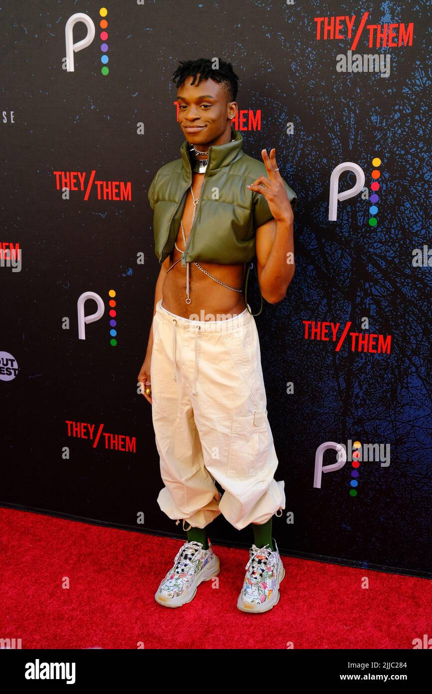 Austin Crute arrives at the premiere of 'They/Them' at 2022 Outfest ...