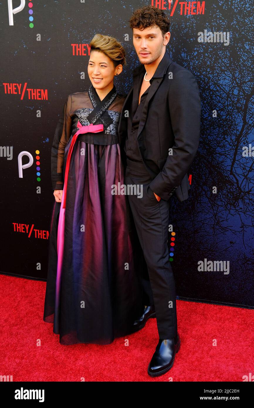 Monique Kim and Cooper Koch arrive at the premiere of 'They/Them' at ...