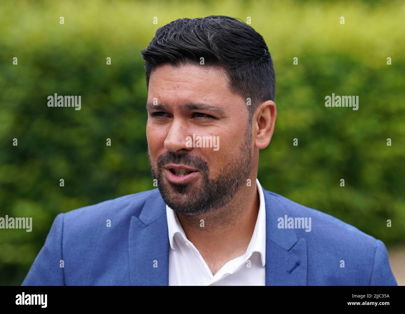 Qasim Sheikh arriving for a press conference at Stirling Court Hotel ...