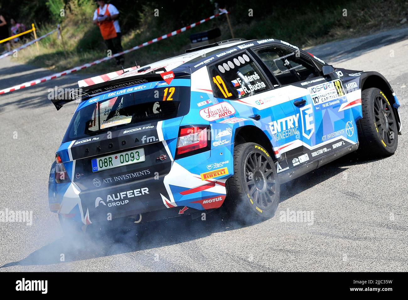The driver Filip Mareš and his co-driver Radovan Bucha aboard their ...