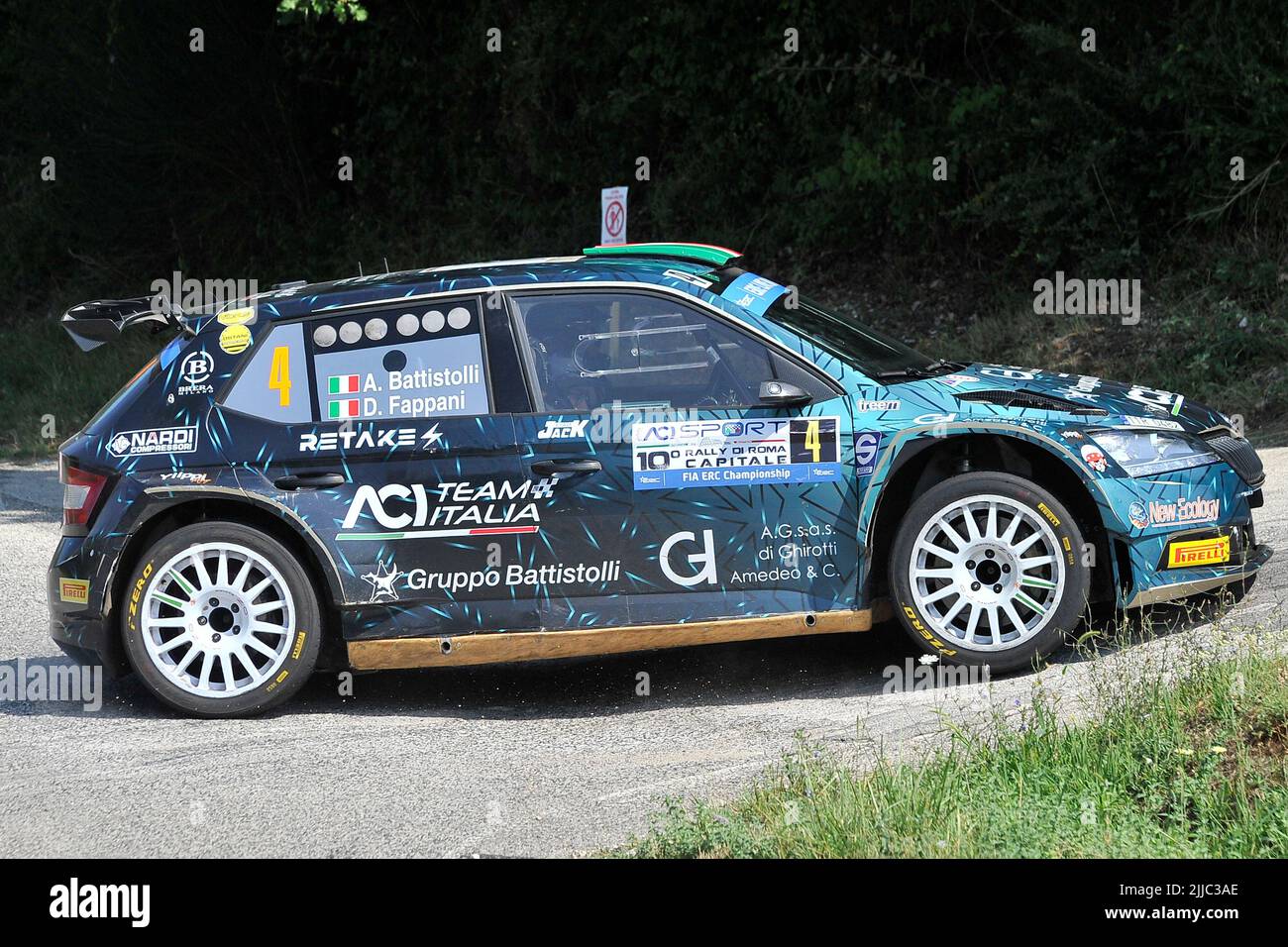 The driver Alberto Battistolli and his co-driver Simone Scattolin ...