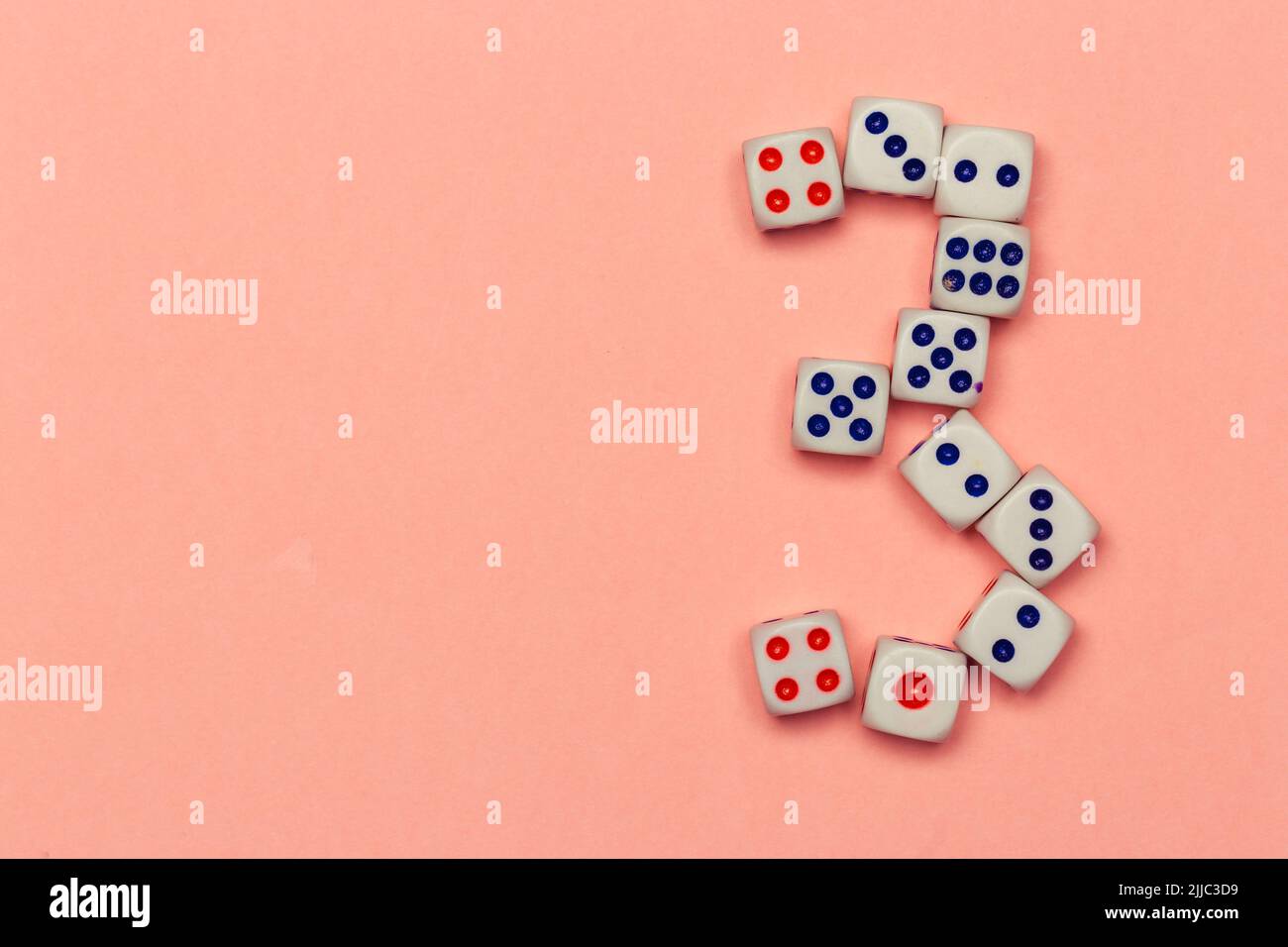 Number three lay out of dice on peachy background close up Stock Photo ...