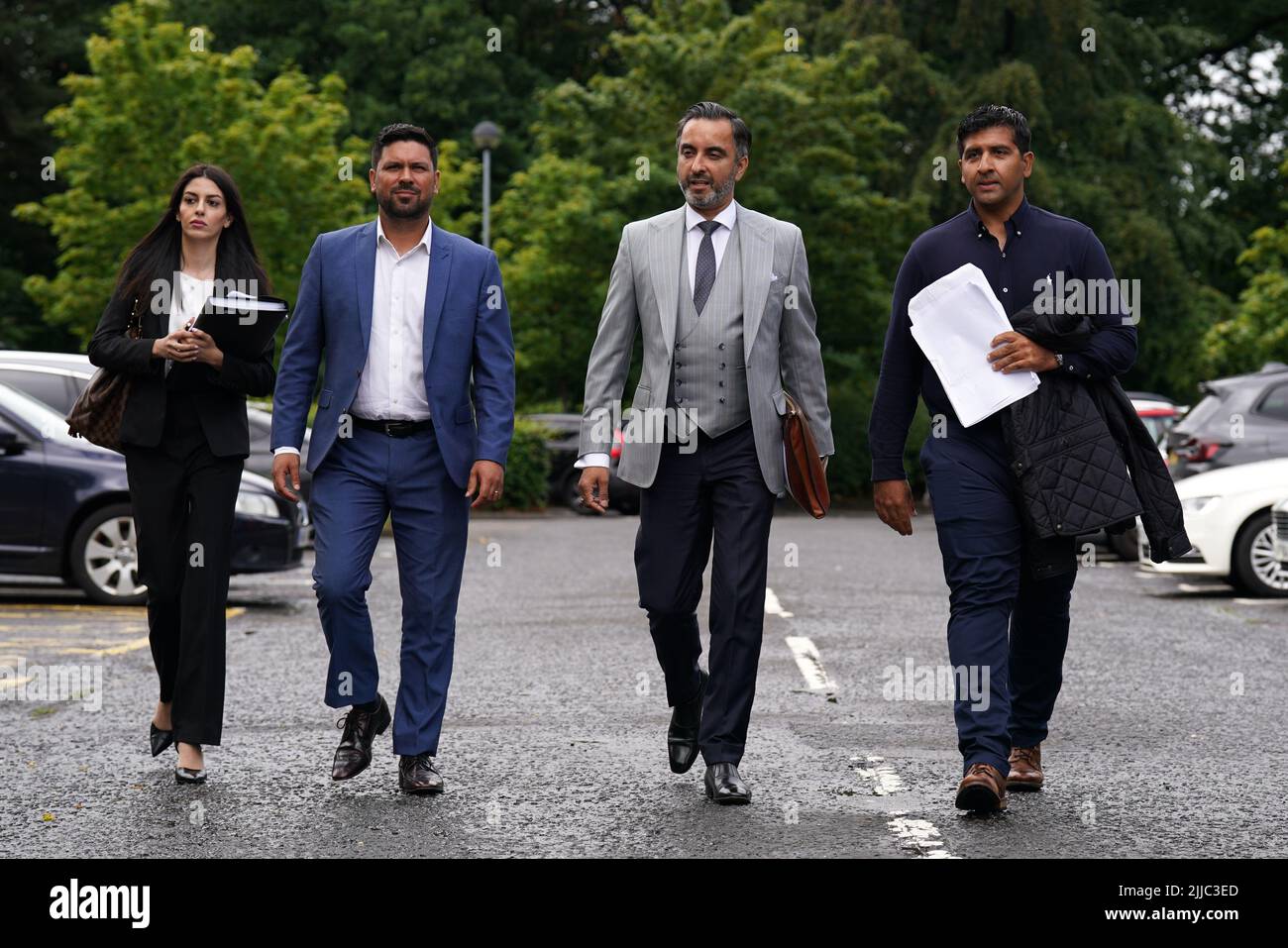Qasim Sheikh, lawyer Aamer Anwar and Majid Haq arrive for a press ...