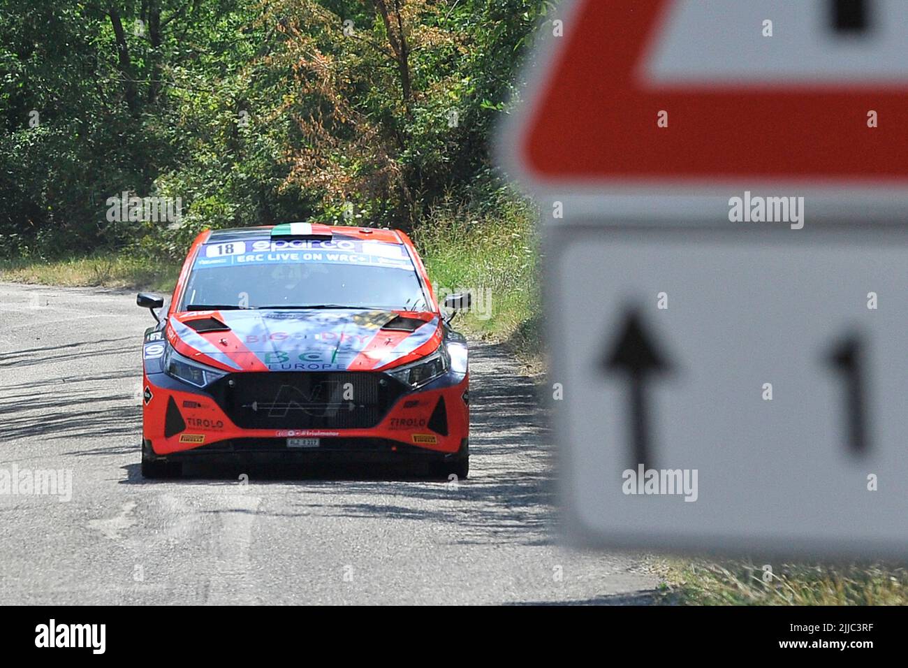 The driver Giandomenico Basso and his co-driver Lorenzo Granai aboard ...