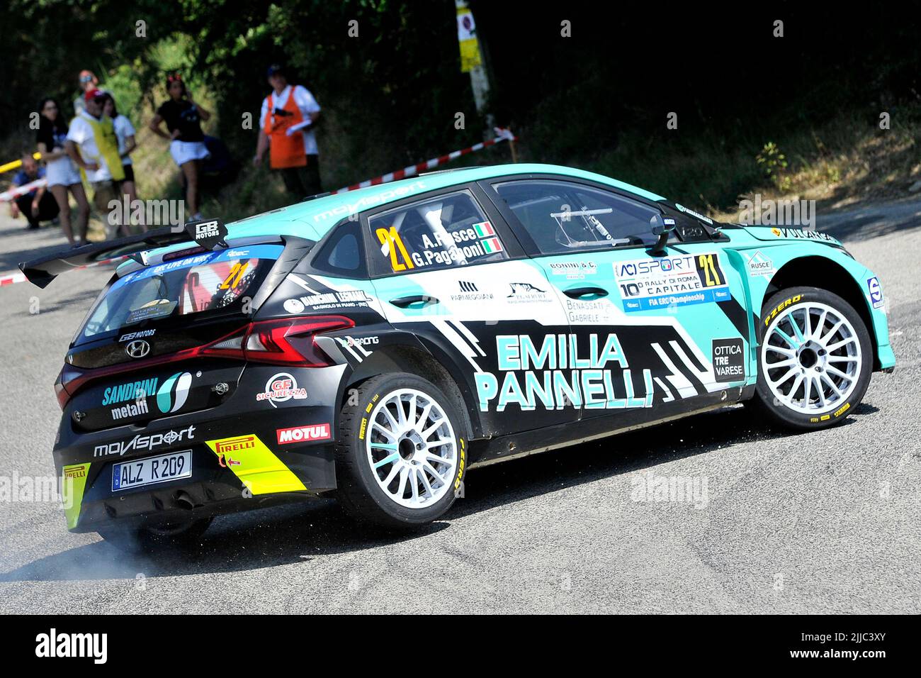 The driver Antonio Rusce and his co-driver Giulia Paganoni aboard their ...