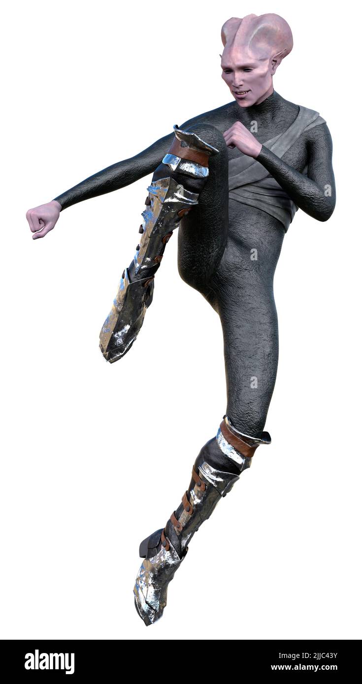 3D rendering of a fantasy alien isolated on white background Stock ...