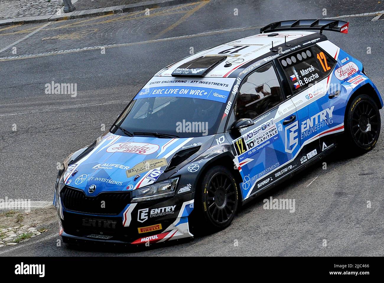 The driver Filip Mareš and his co-driver Radovan Bucha aboard their ...