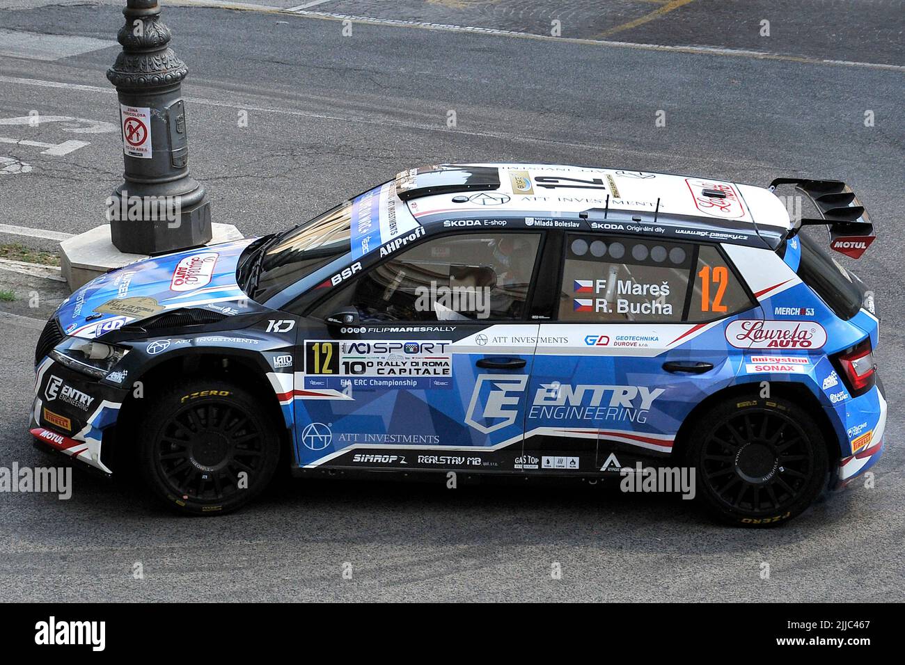The driver Filip Mareš and his co-driver Radovan Bucha aboard their ...