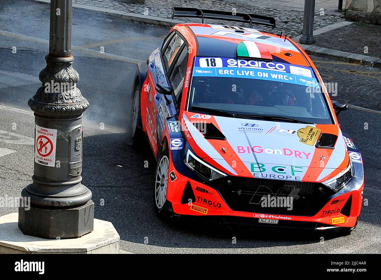 The driver Giandomenico Basso and his co-driver Lorenzo Granai aboard ...