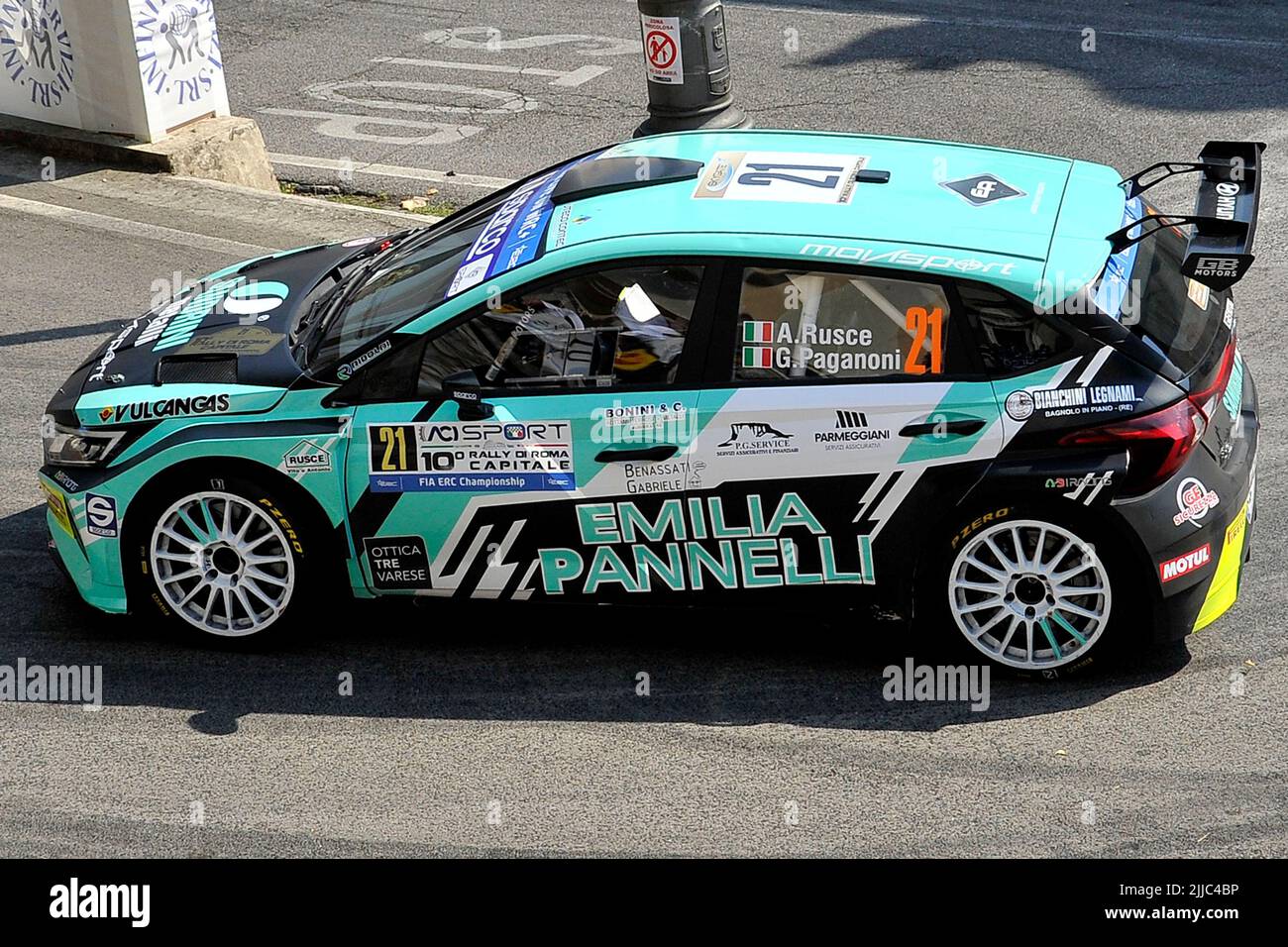 The driver Antonio Rusce and his co-driver Giulia Paganoni aboard their ...