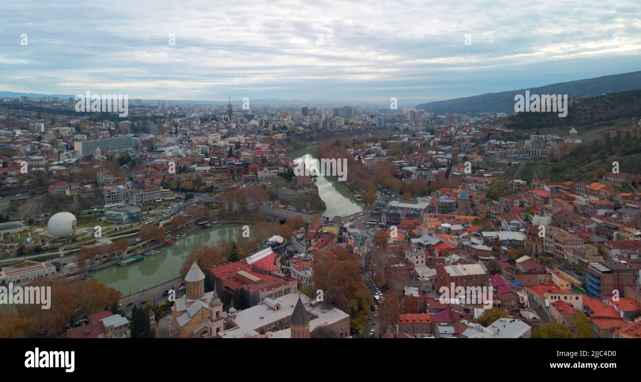 An aerial view of modern buildings surrounded by trees Stock Photo - Alamy