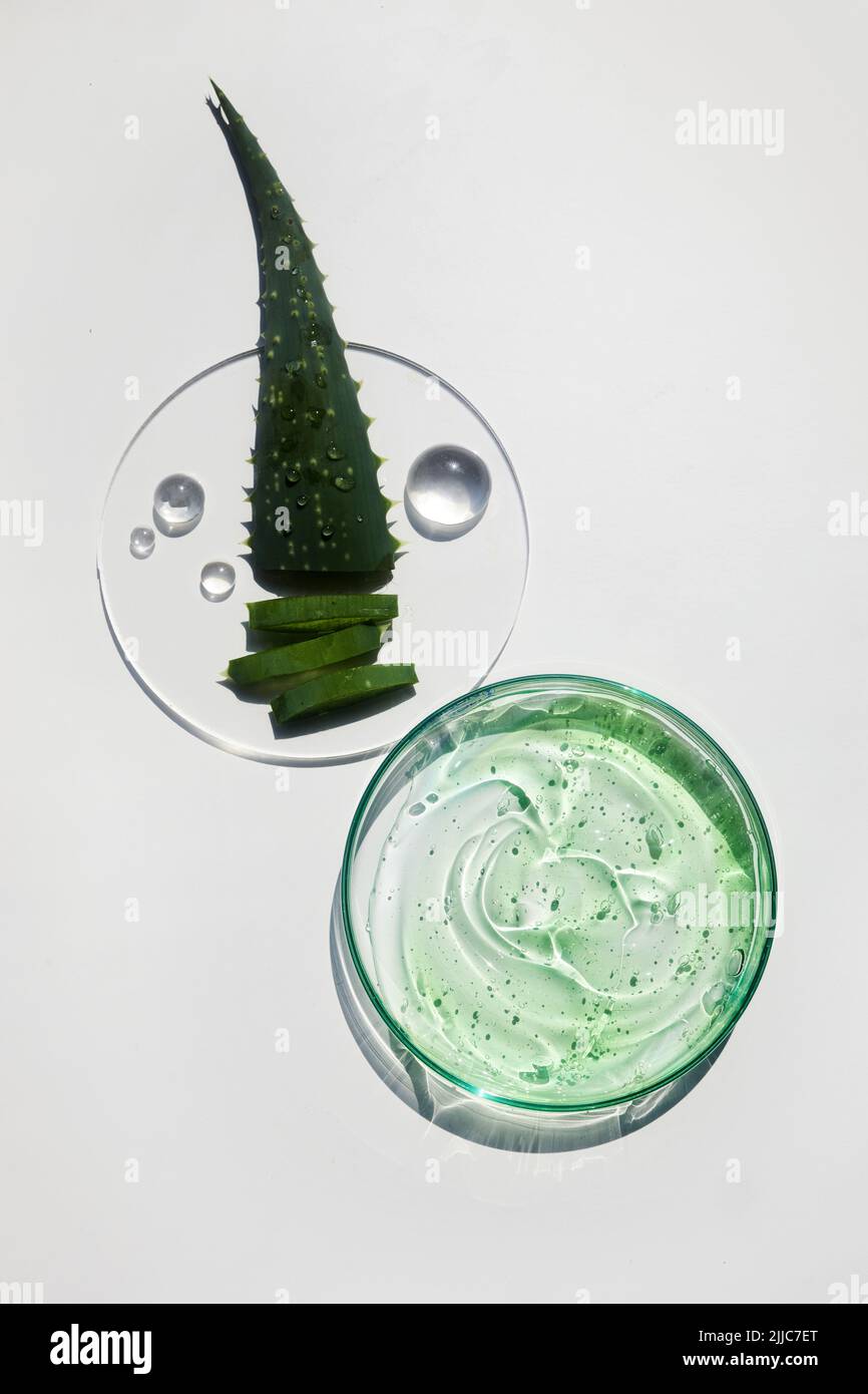 Abstract cosmetic laboratory. Aloe vera cosmetic product, natural ...