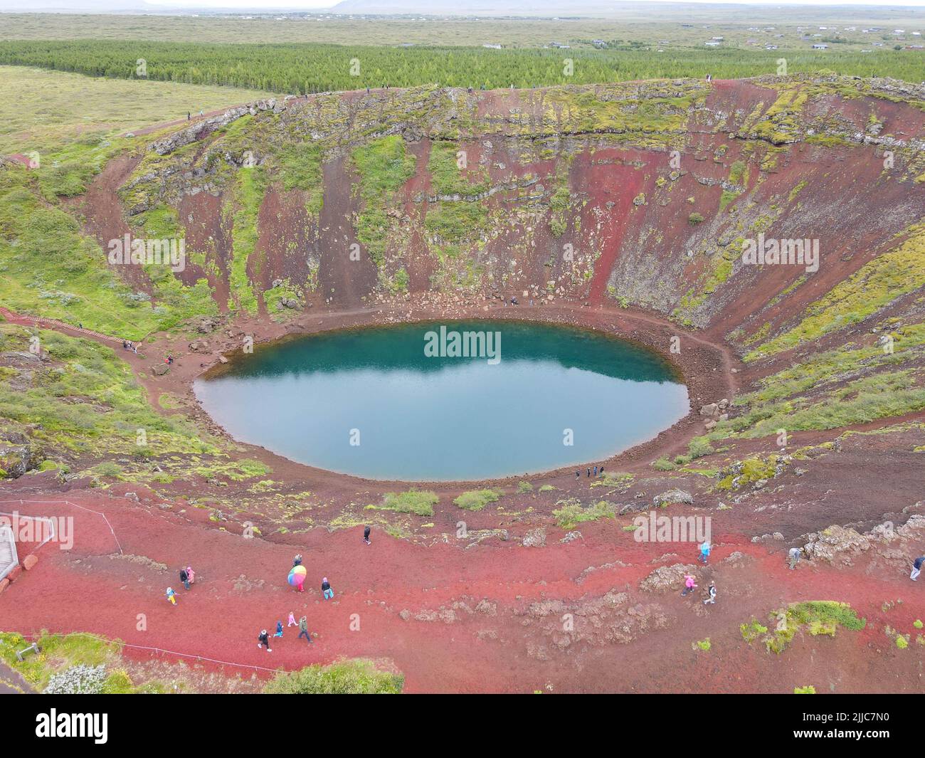 Drone view at Kerio crater on the island of Iceland Stock Photo - Alamy