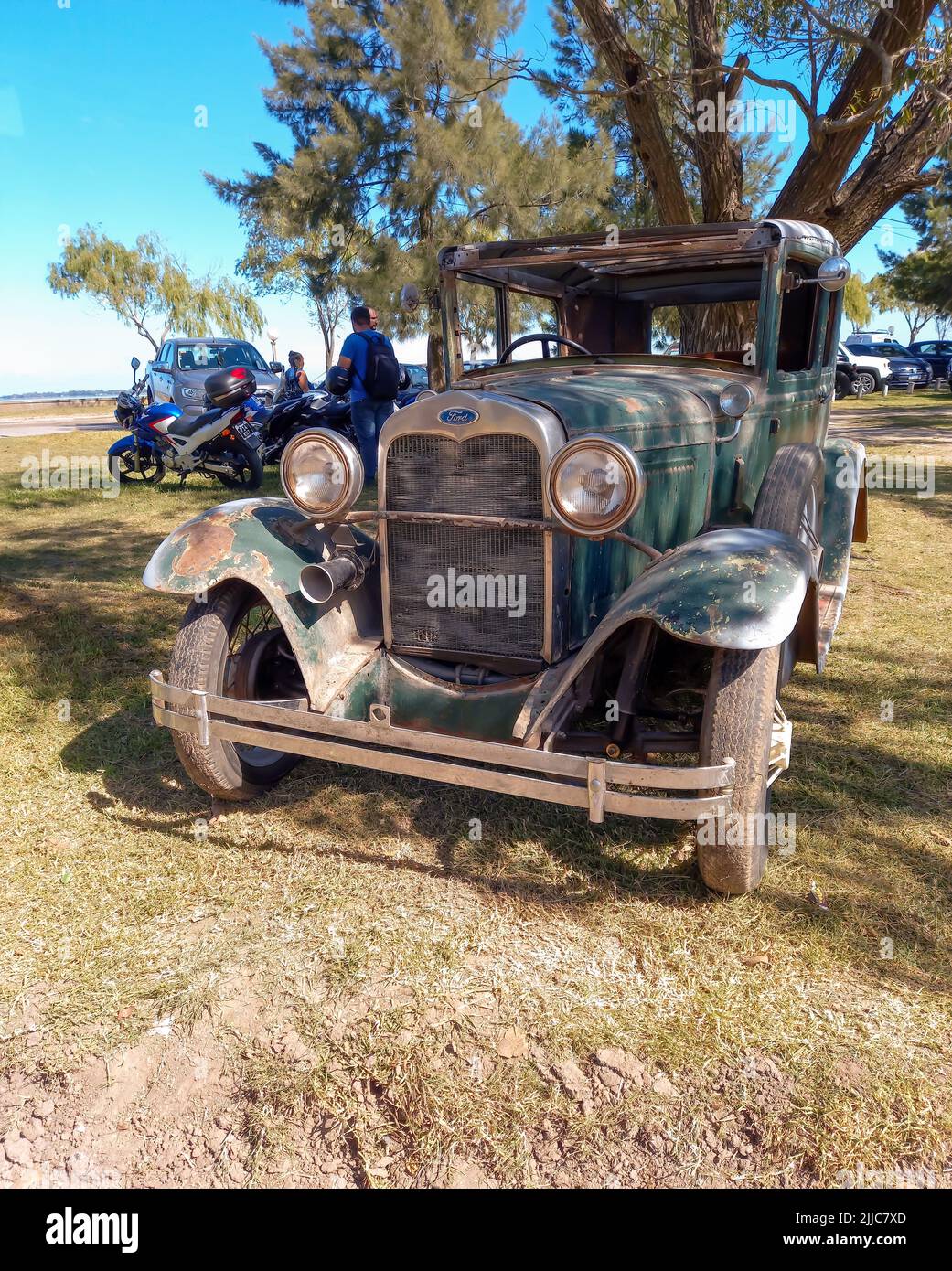 Old worn rusty unpainted Ford Model A Tudor hatchback sedan 1928 - 1931 ...
