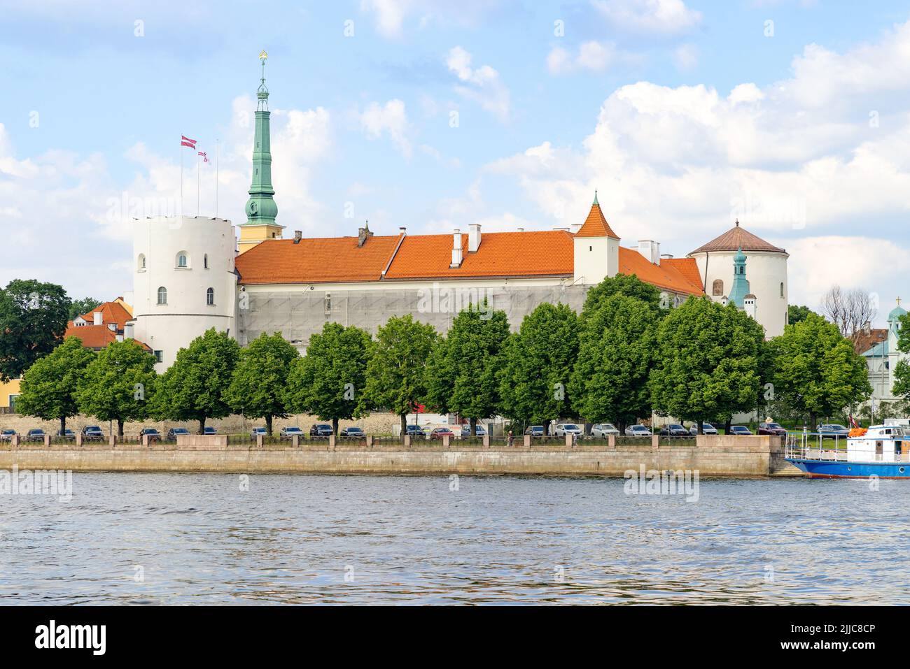 Riga Castle, on the Daugava River, a 14th century medieval building, in ...