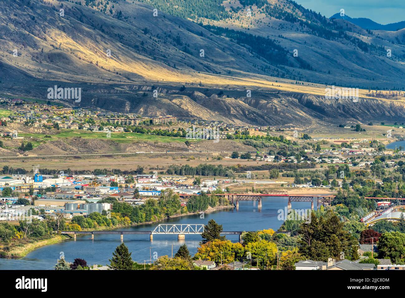 Bird view of Kamloops city on summer evening time Stock Photo - Alamy