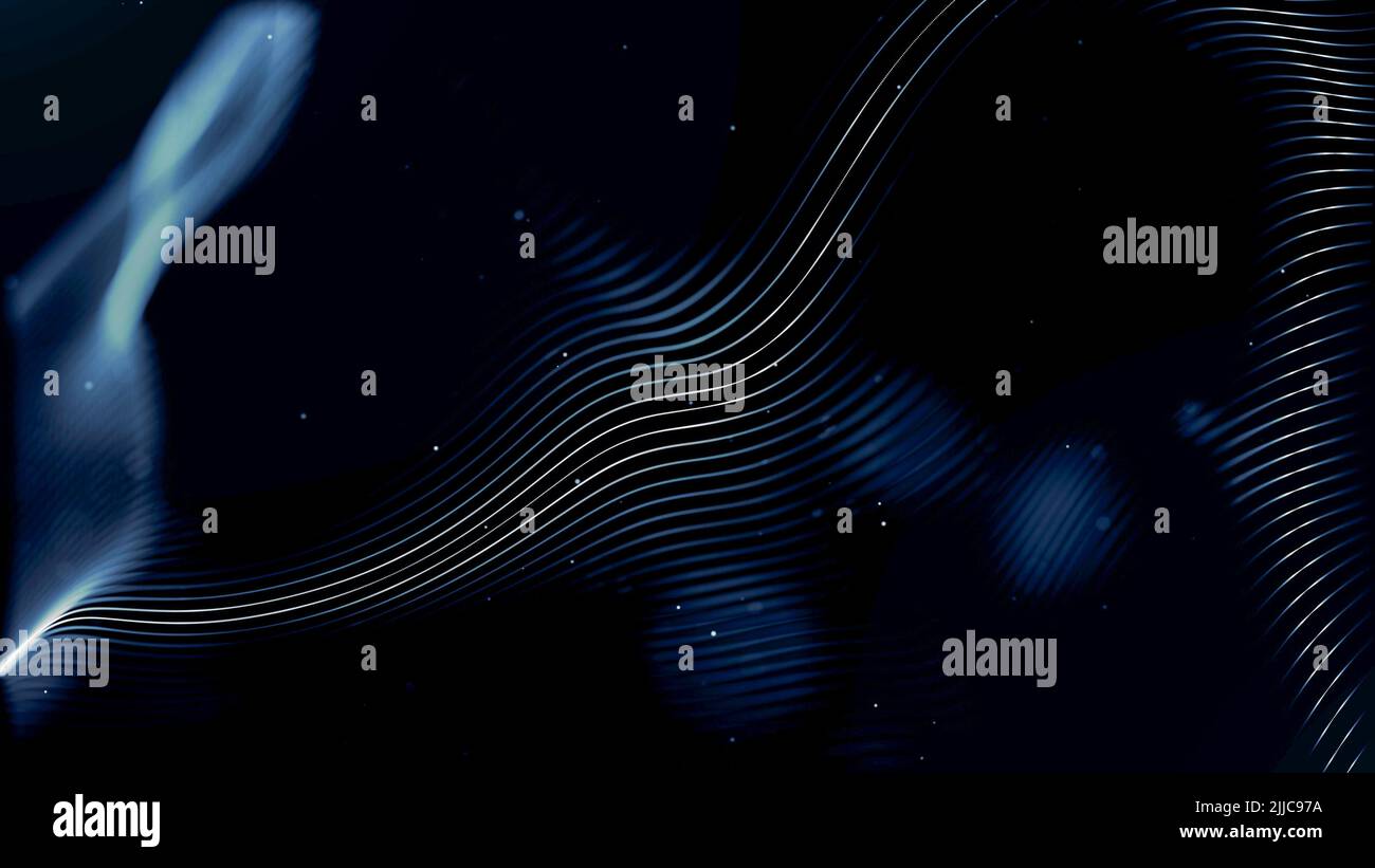Dynamic techno glowing white wavy lines on black background Stock Photo ...