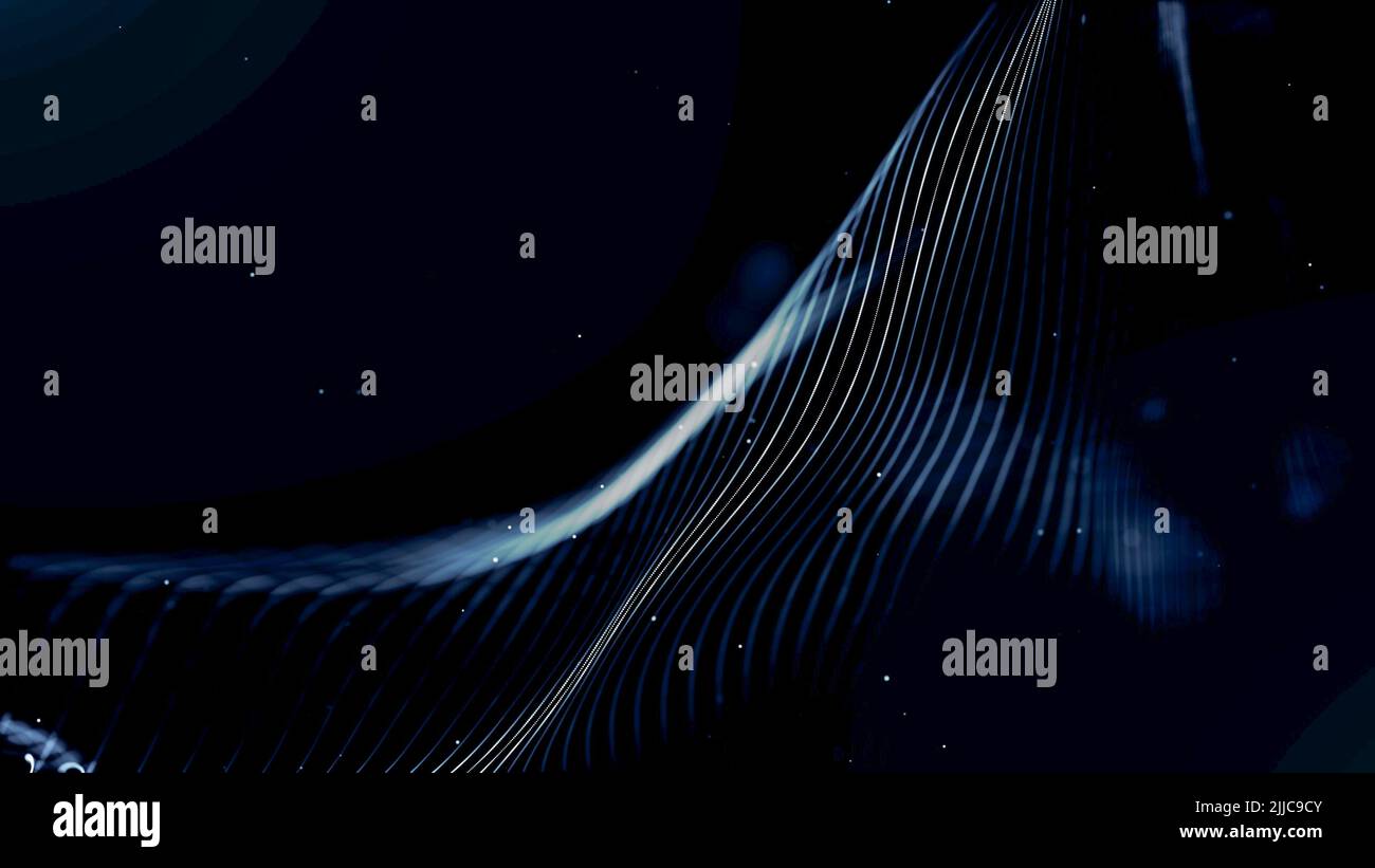 Dynamic techno glowing white wavy lines on black background Stock Photo ...
