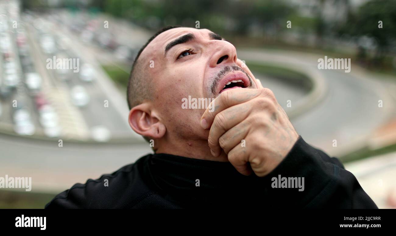 Emotional broken man suffering mental illness Stock Photo - Alamy