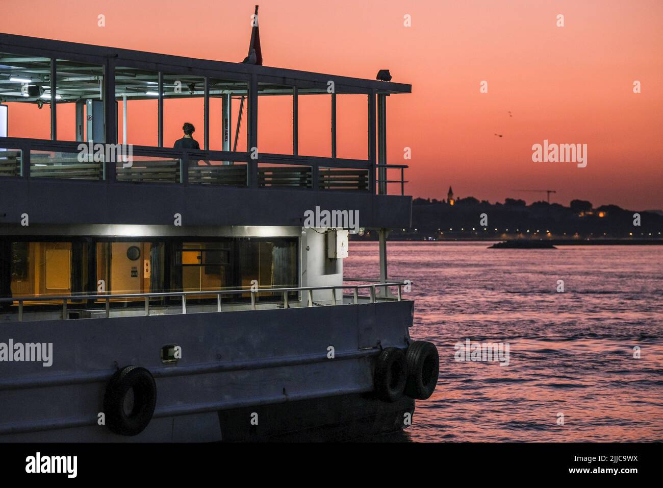 A ferry preparing to travel at sunset at Istanbul Kad?köy Pier. (Photo ...