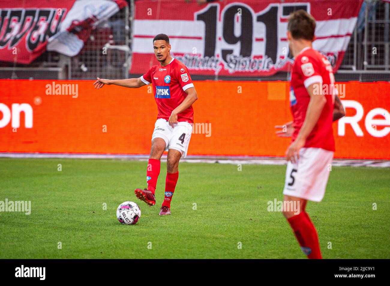 Herning, Denmark. 22nd, July 2022. Joel Felix (4) of Silkeborg IF seen ...