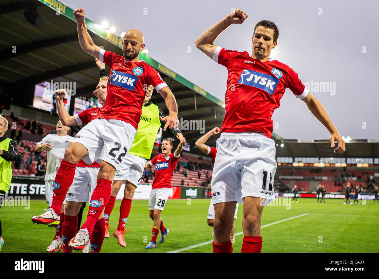 Herning, Denmark. 22nd, July 2022. Robert Gojani (22) and Nicklas ...