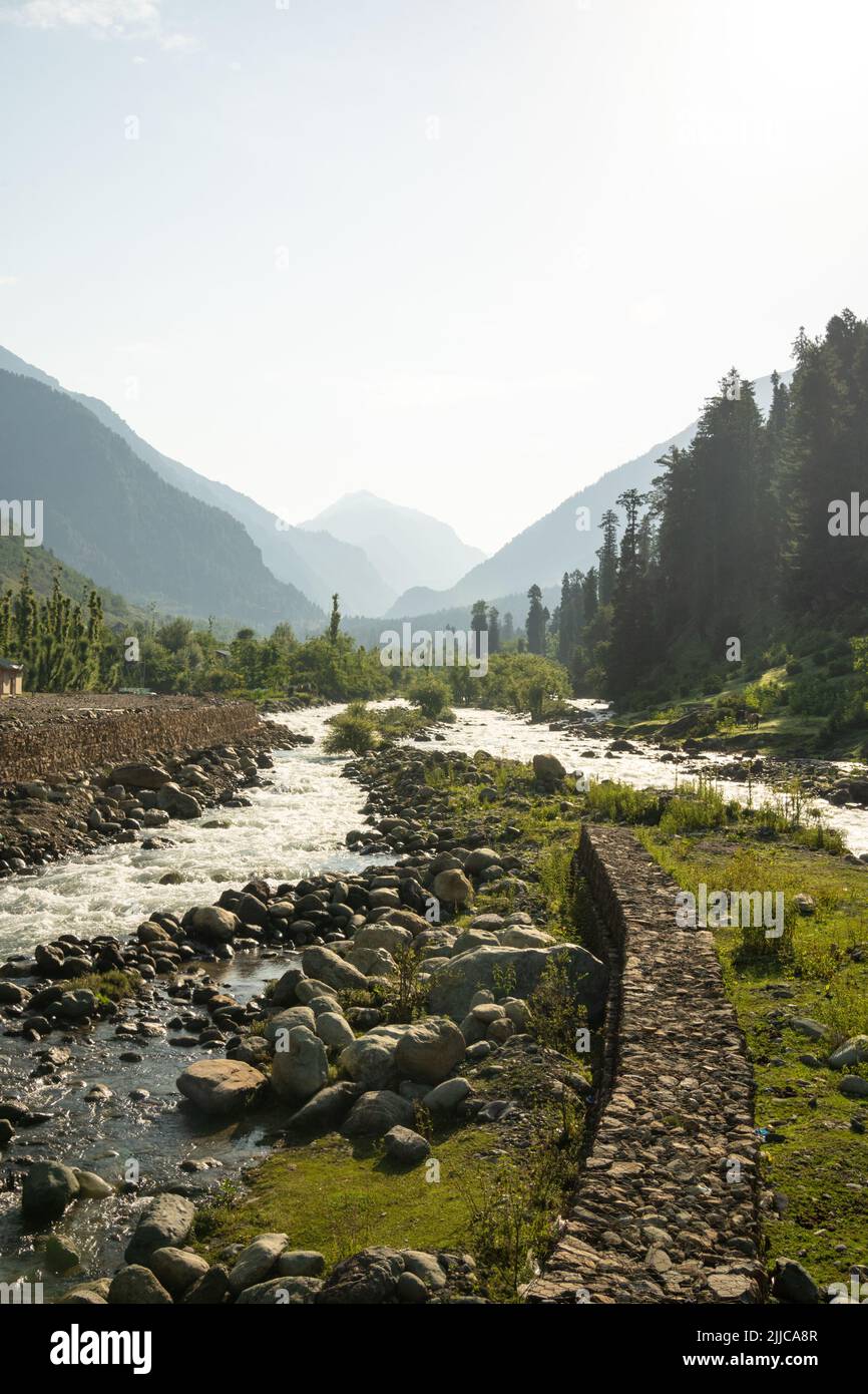 An eye catching landscape view of Lidder river at Pahalgam Kashmir ...
