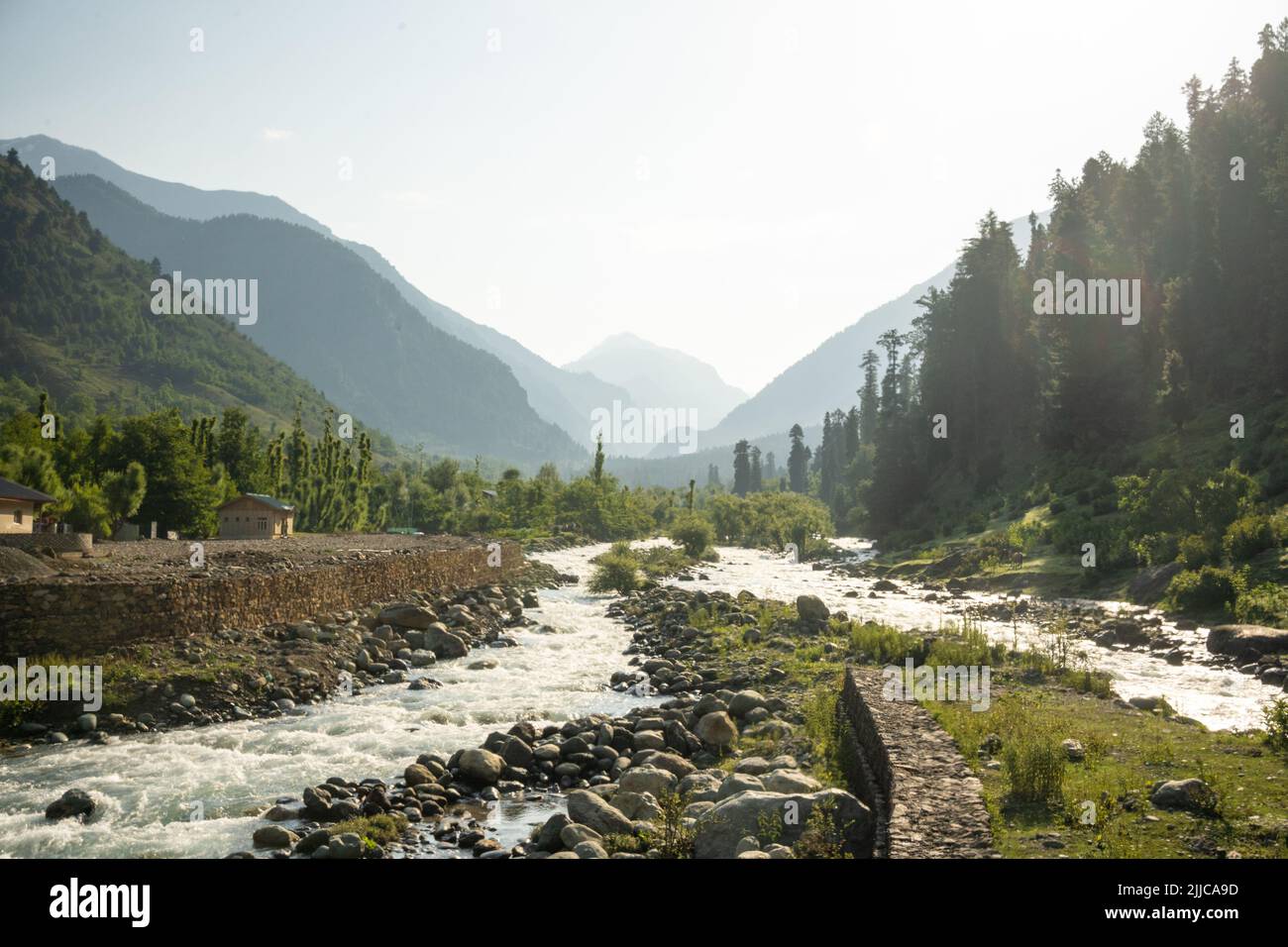 An eye catching landscape view of Lidder river at Pahalgam Kashmir ...