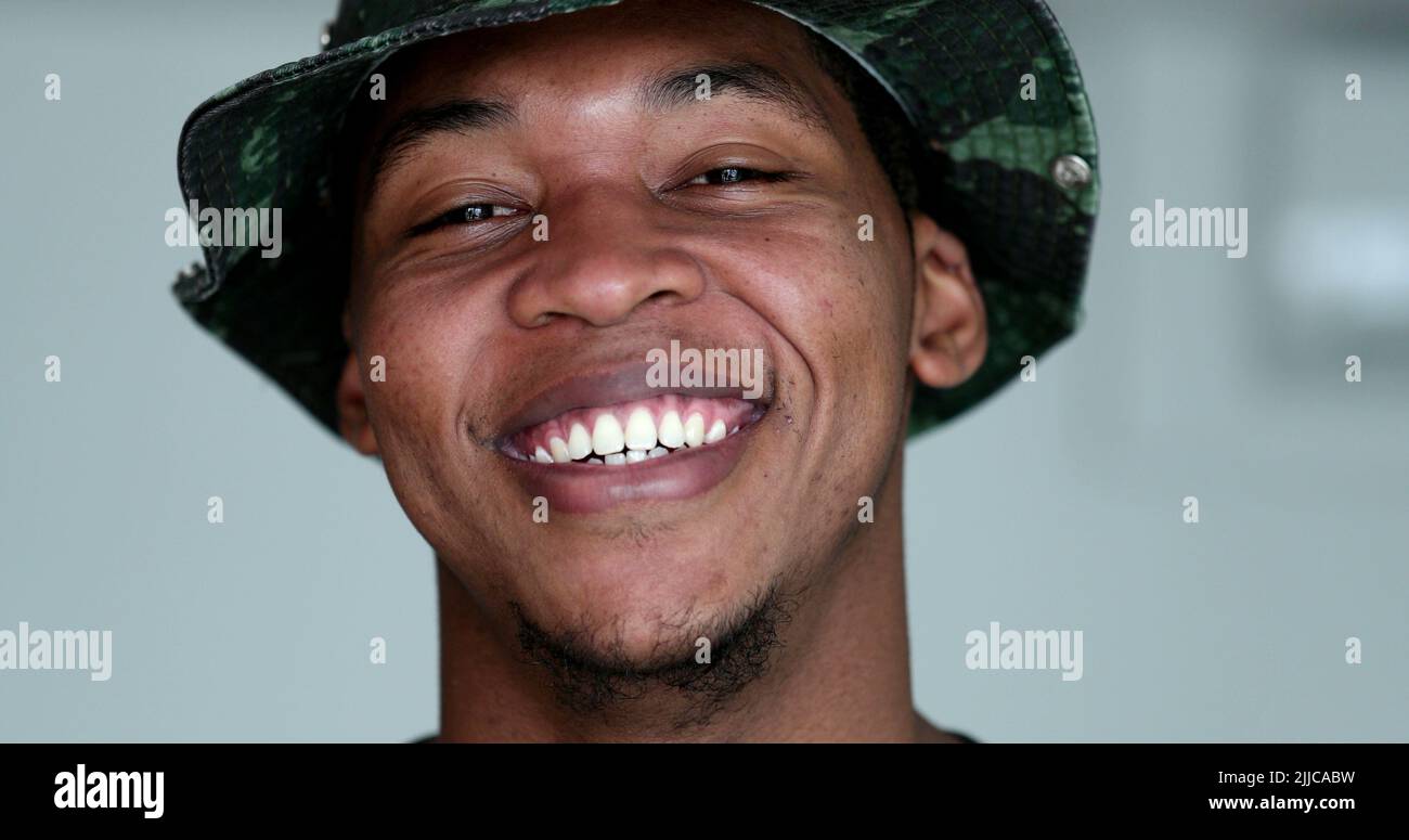 Happy black guy. Portrait African American male smiling Stock Photo - Alamy