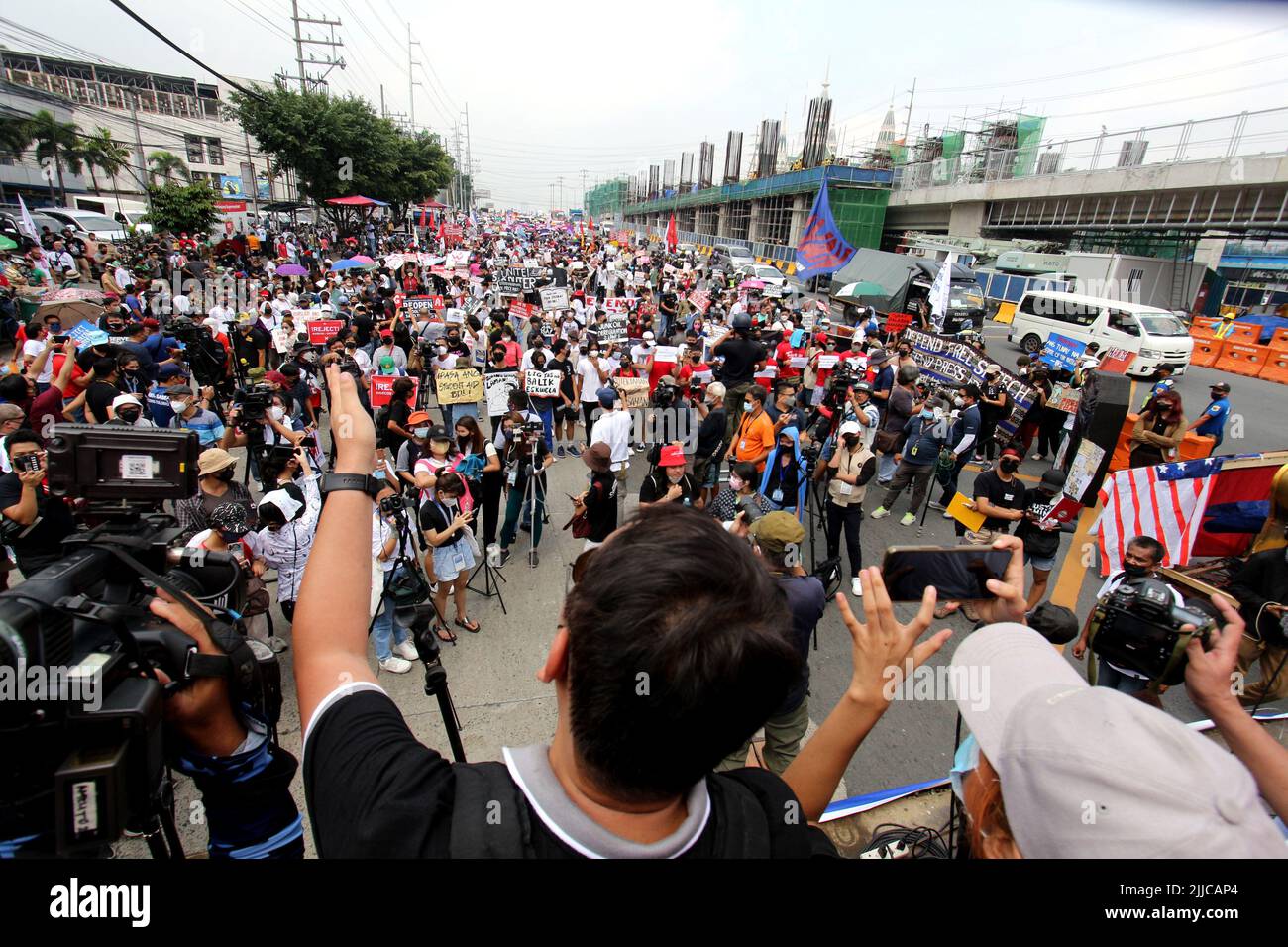 Quezon City, Philippines. 25th July, 2022. Militants leaders speak on ...