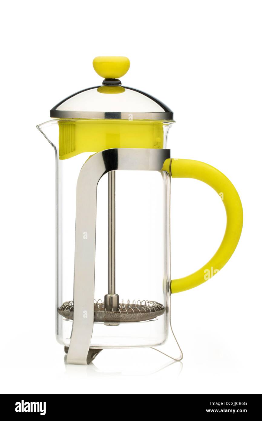 Empty french coffee press isolated on white background Stock Photo - Alamy