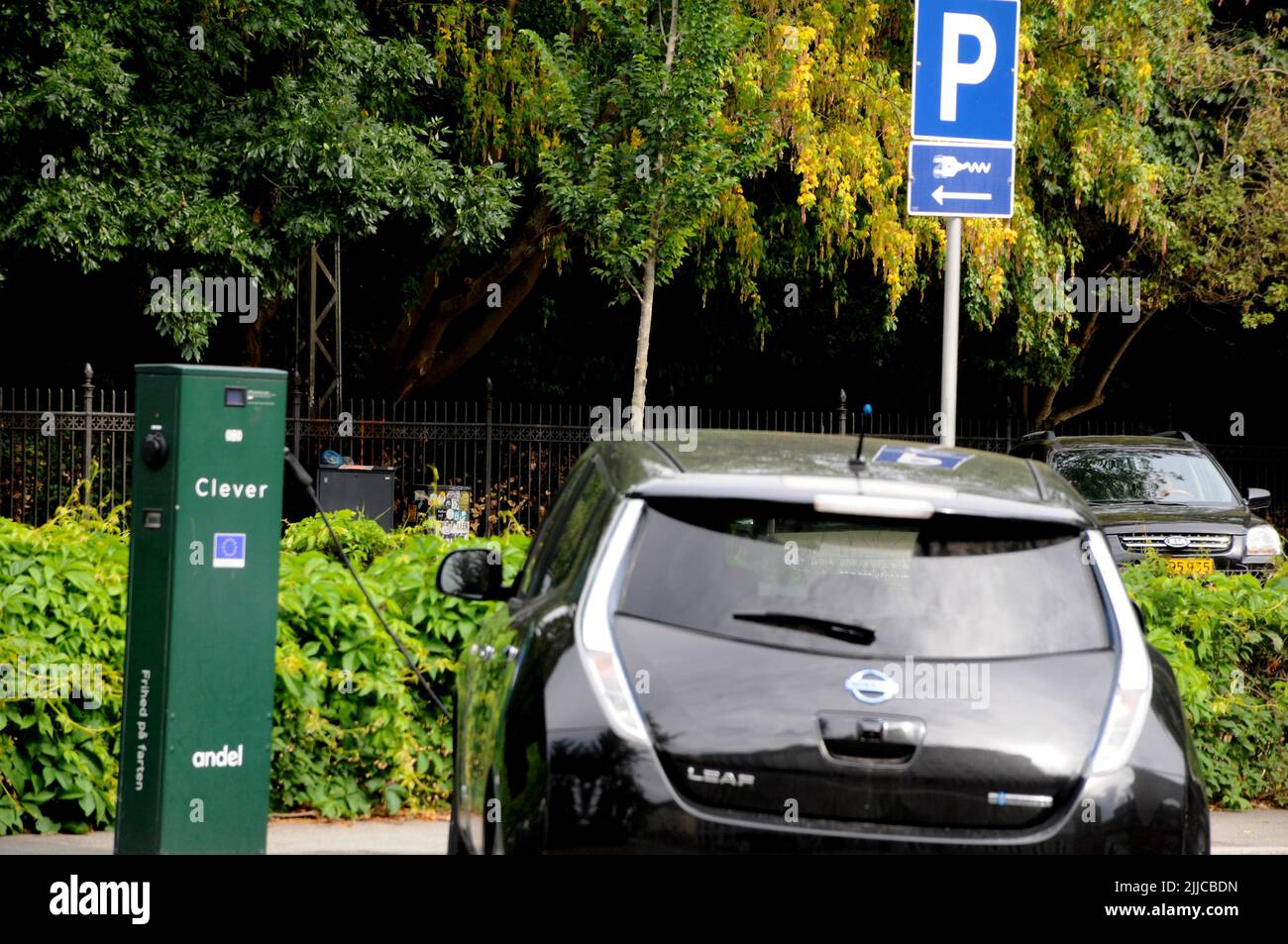 Copenhagen /Denmark/25 July 2022/Many electric autos at recharge point ...