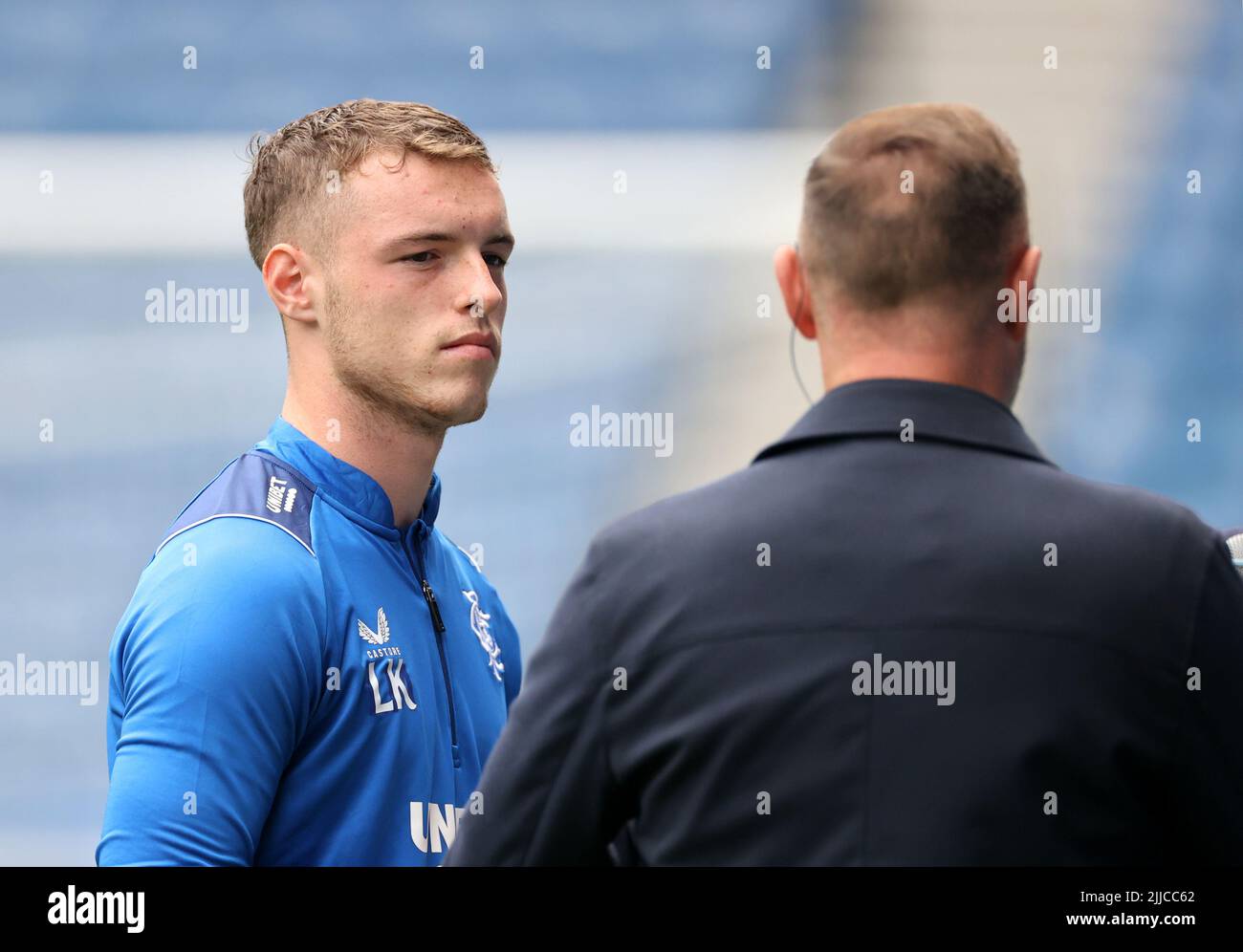 Rangers' Leon King (left) during a training session at the Ibrox ...