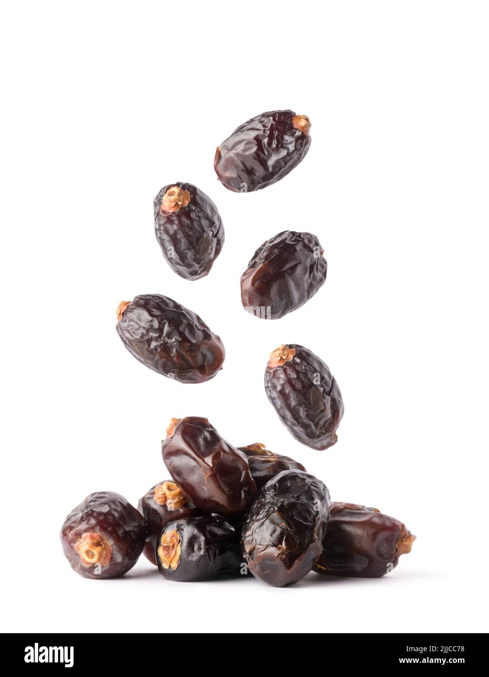 fresh dates falling isolated on white background, edible and tropical ...