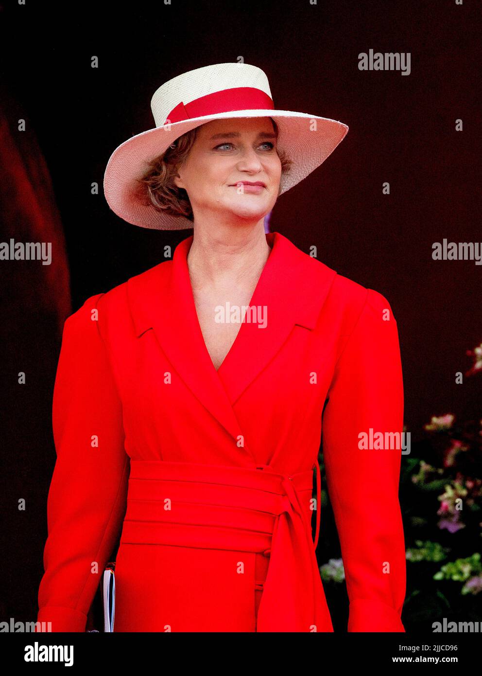 Princess Delphine of Saksen-Coburg at the Paleizenplein in Brussel, on ...