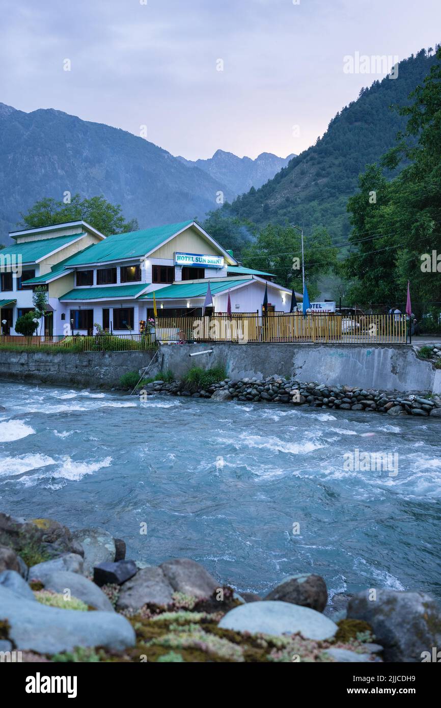 Lidder River flowing through Pahalgam Valley in Pahalgam , Kashmir ...