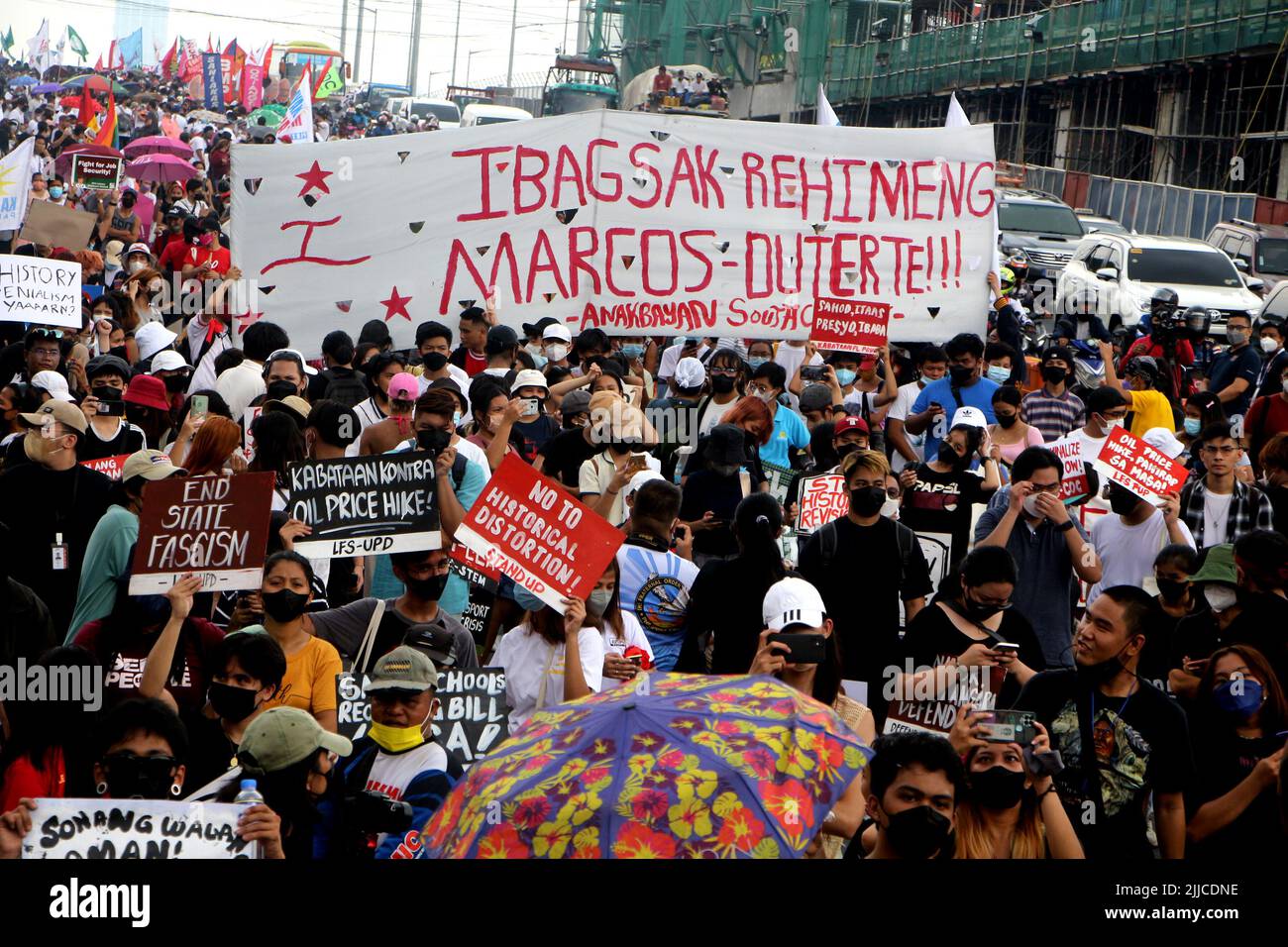 Quezon City, Philippines. 25th July, 2022. Multi sectoral groups march ...