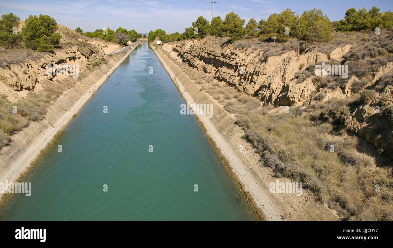 Artificial irrigation channel in the Bardenas Reales, Spain Stock Photo ...