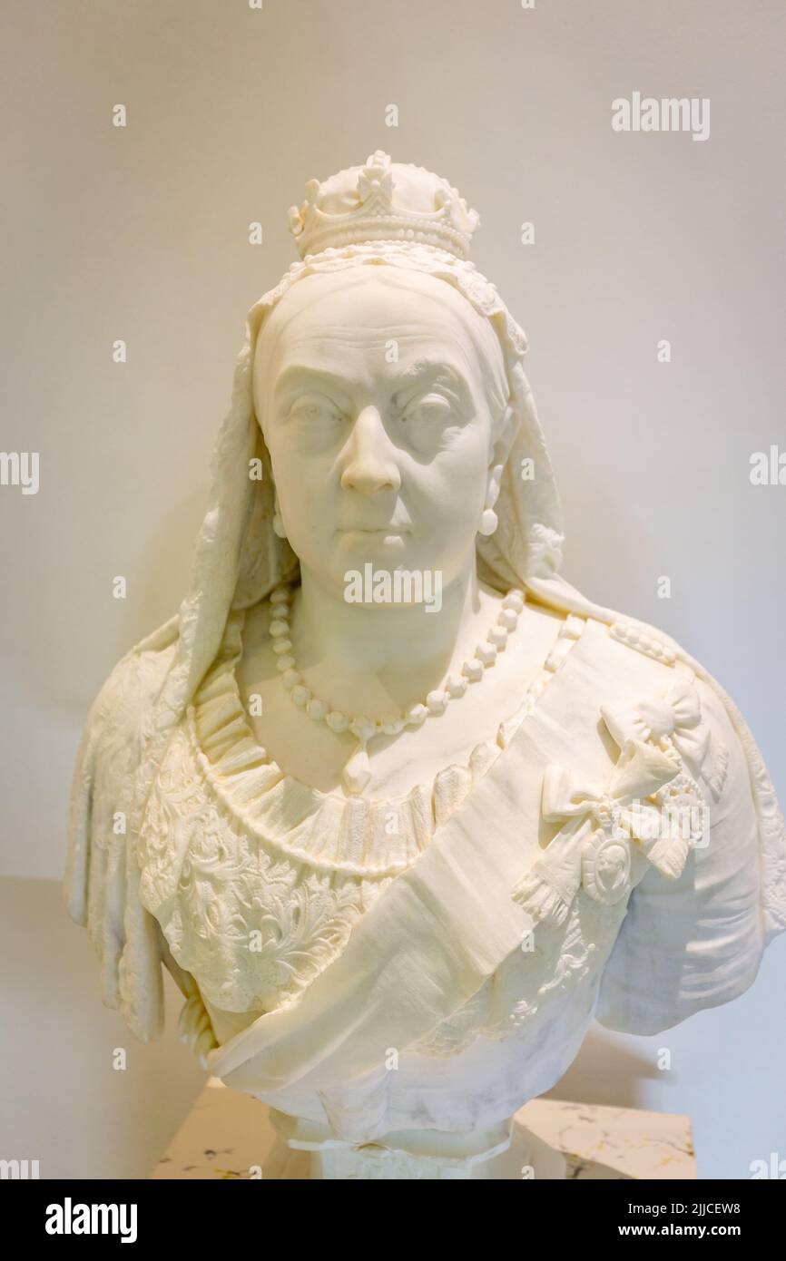 Victoria, Seychelles, 04.05.2021. Marble bust of Queen Victoria in ...