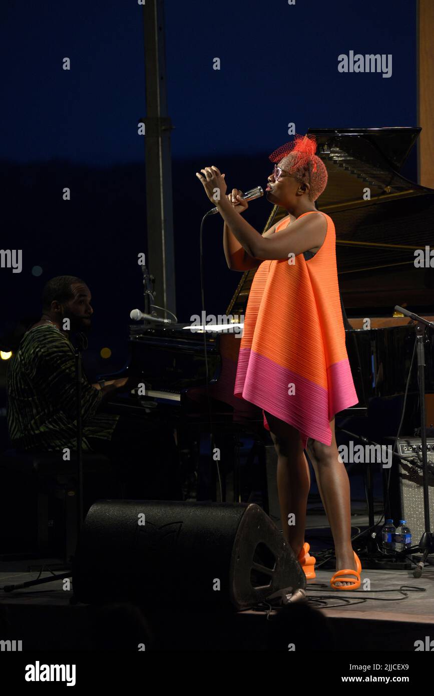 Cecile McLorin Salvant and her band playing live concert at the ...