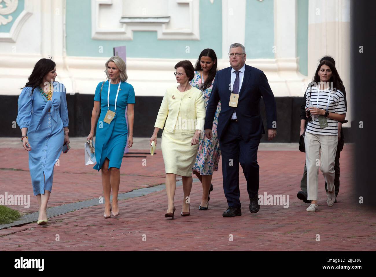 Kiev, Ukraine - July 23, 2022 - First Lady of Latvia Andra Levite (C ...
